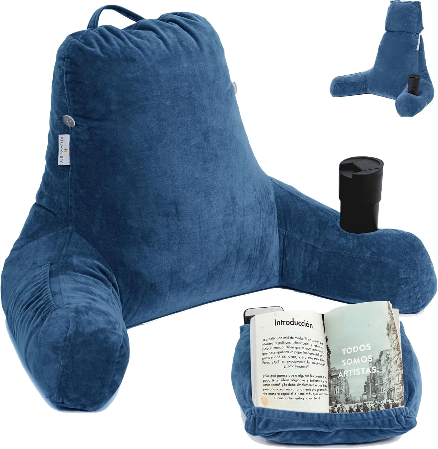 XL Reading Pillow for Sitting in Bed Adults – Memory Foam Backrest with ...