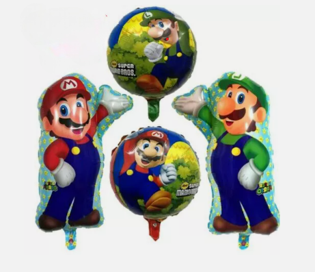 XL SUPER BIG 27'' Super Mario Bros 4 Pcs Helium Balloon Birthday Party ...