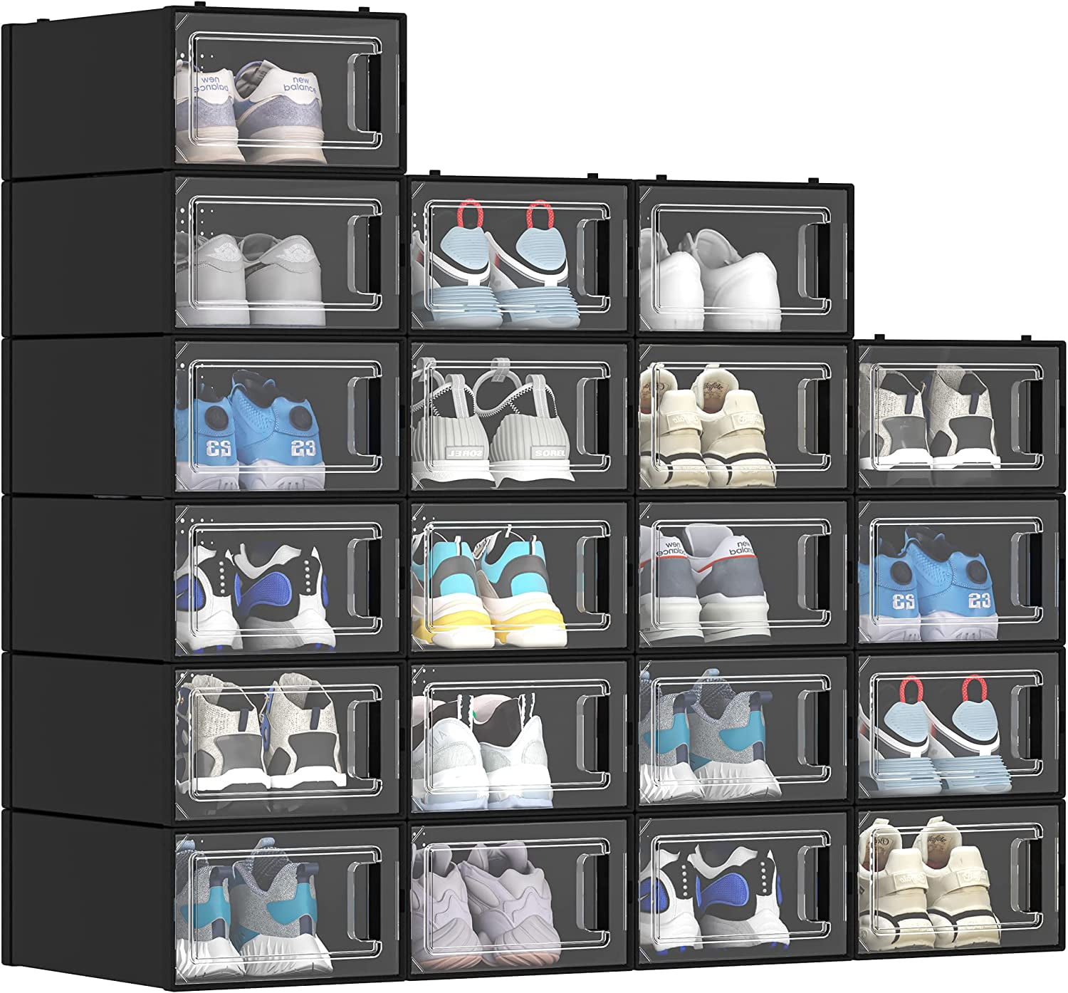 XL Shoe Storage Box, 20 PCS Shoe Storage Organizers Stackable Shoe ...