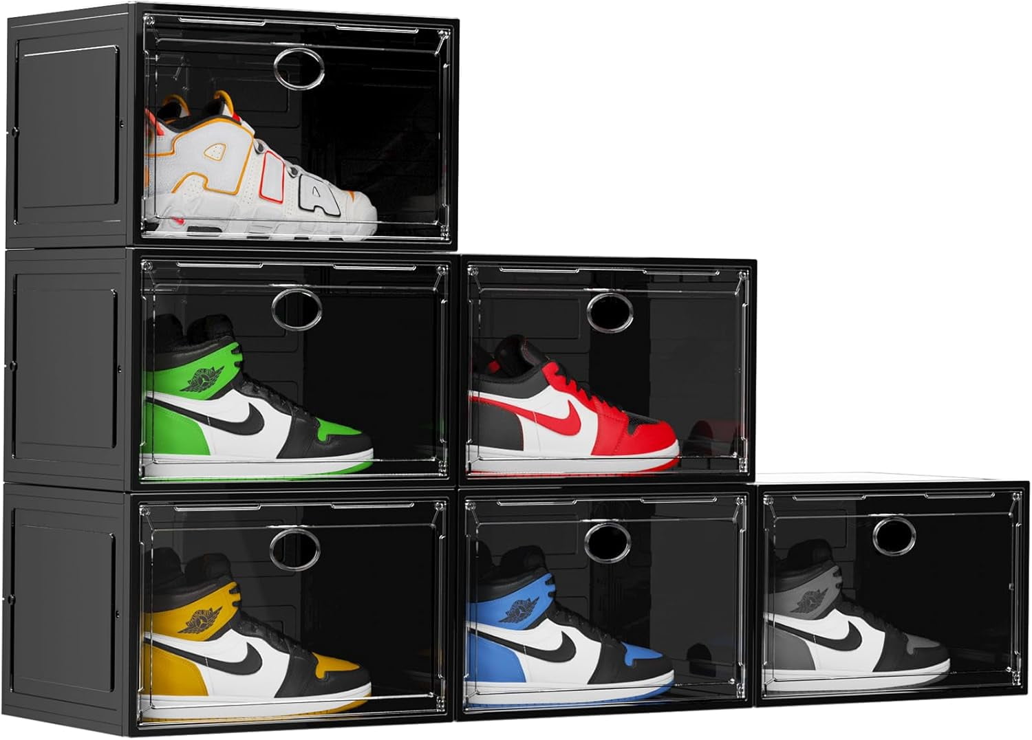 XL Shoe Storage Box Organizer, 6 Pack Shoe Boxes Clear Plastic ...