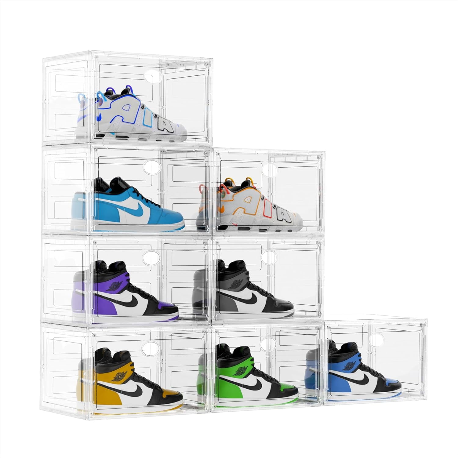 XL Shoe Storage Box Organizer, 8 Pack Shoe Boxes Clear Plastic ...
