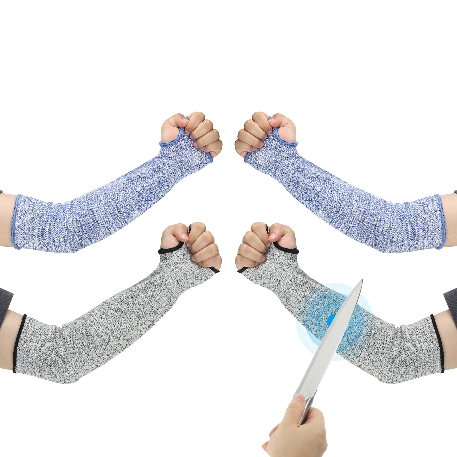 XL Size Arm Protectors Sleeve Cut Resistant Sleeve with Thumb Hole Blue ...