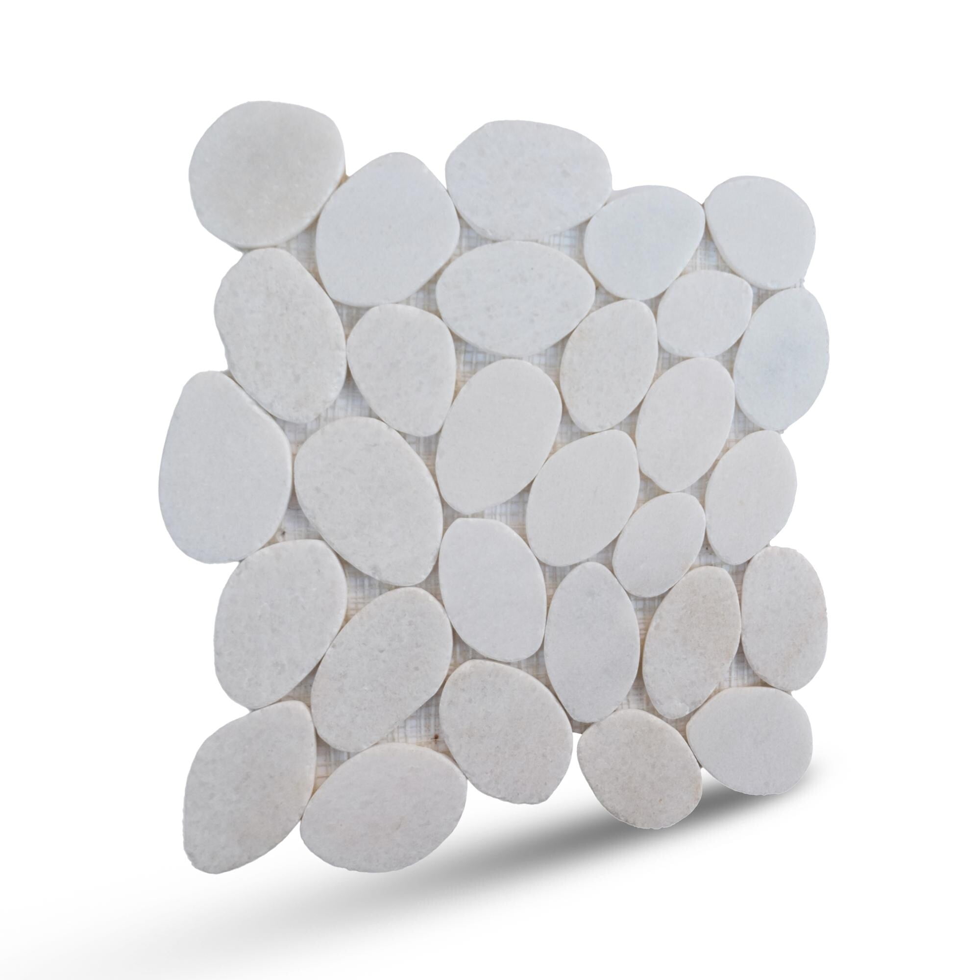 XL Snow White Sliced Pebble Mosaic, Backsplash Kitchen Walls, Shower ...