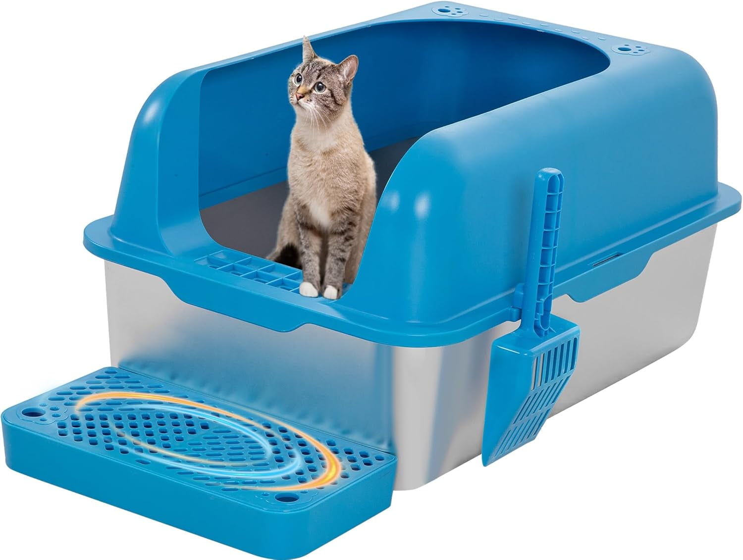 XL Stainless Steel Cat Litter Box Extra Large Metal Litter Pan Tray for ...
