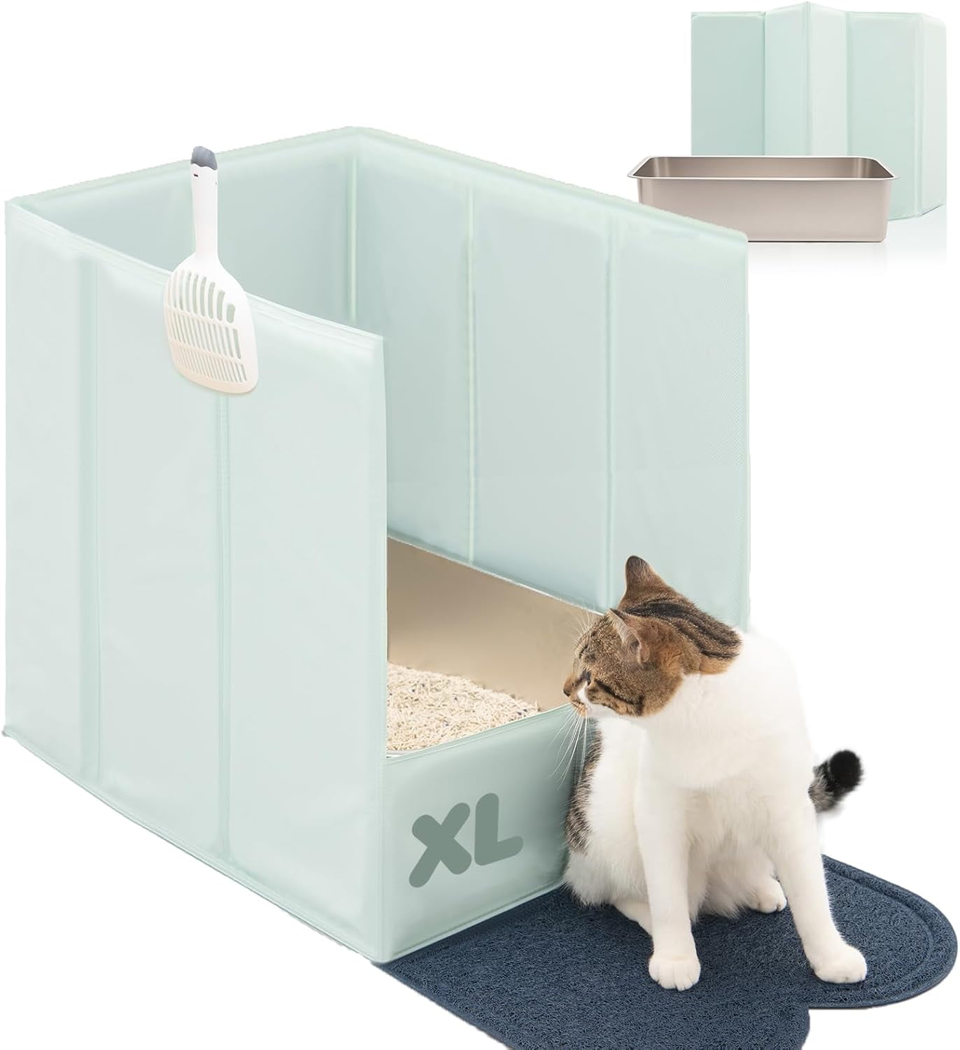 XL Stainless Steel Litter Box with Plastic Folding Extra Large Litter ...