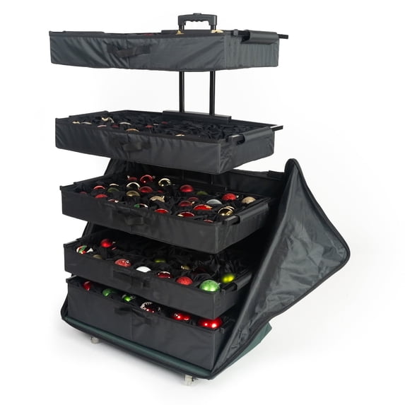 XL Telescoping Christmas Ornament Storage Box w/ Adjustable Dividers ...