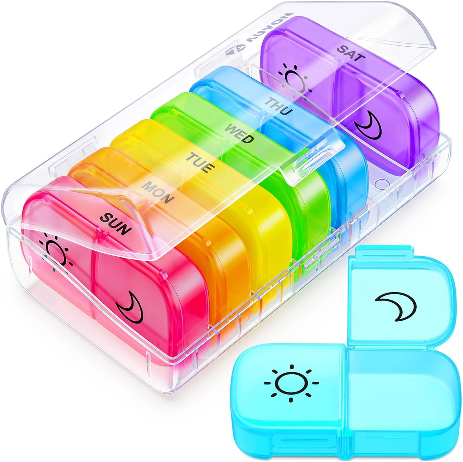 XL Weekly Pill Organizer 2 Times a Day with Large Opening for Easy ...