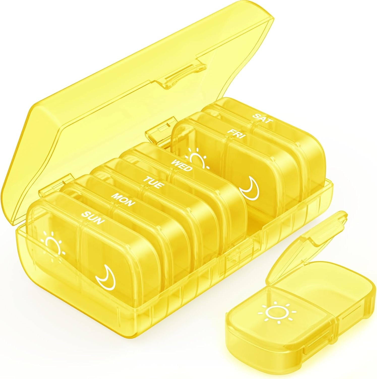 XL Weekly Pill Organizer 2 Times a Day with One-Side Large Opening ...