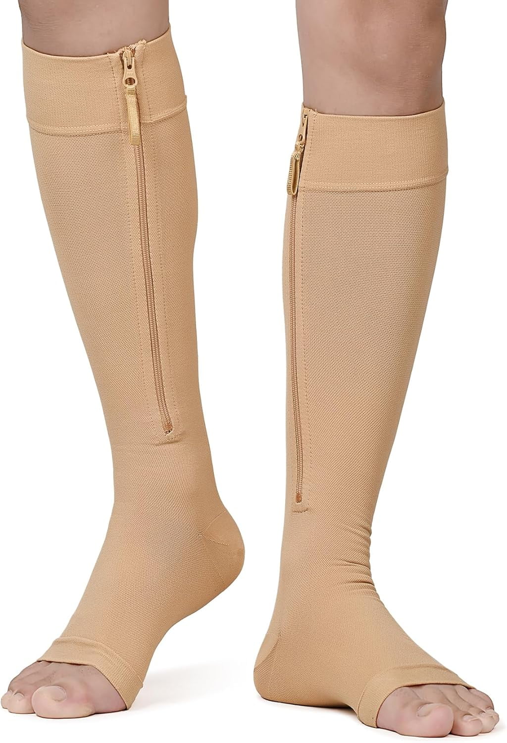 XLLHXF Copper Compression Wide Calf - 3X- Beige Opaque Open Toe ...