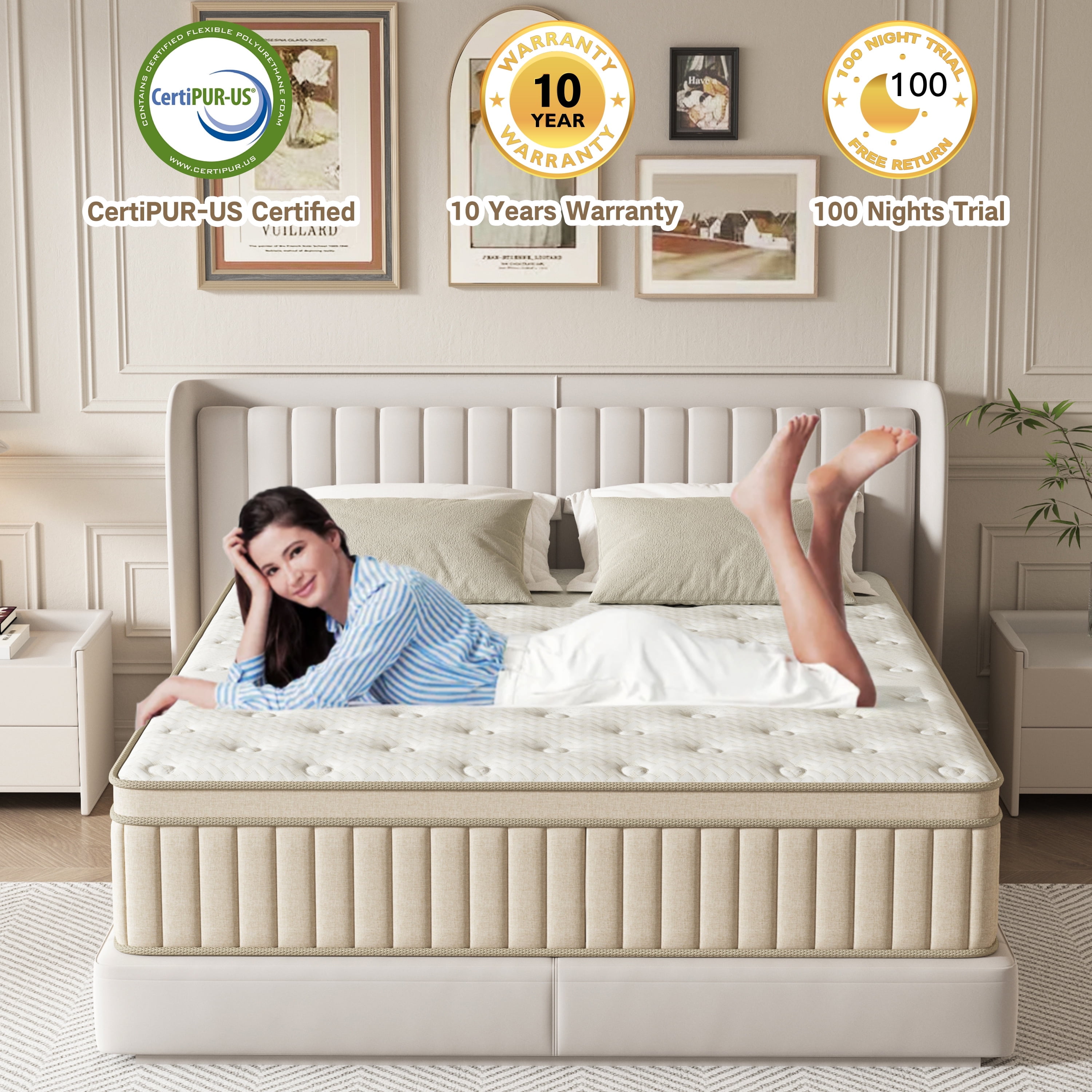 XLOLEHM King Mattress 12 inch, Hybrid Mattress in a Box with Soft ...
