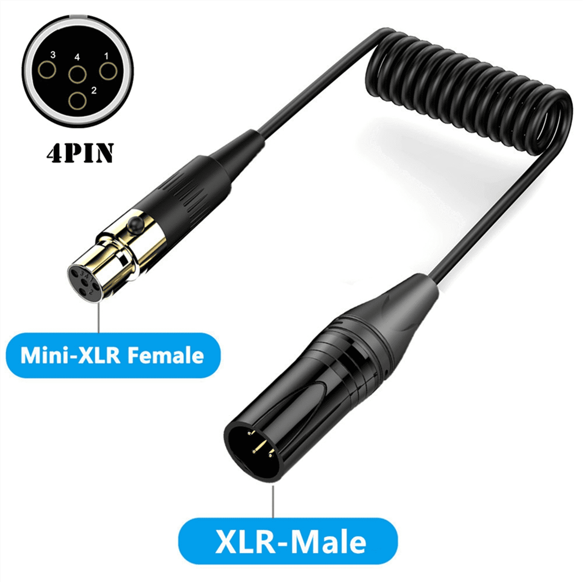 XLR 3Pin Male to Mini XLR 4Pin Female Amplifier Audio Mixer Mini ...