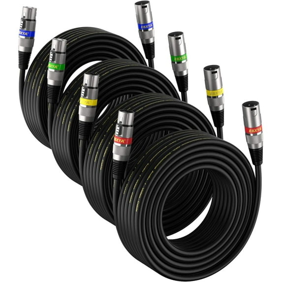 XLR Cable 20ft 4 Pack - Mic Cables Balanced DMX Cable Male to Female ...