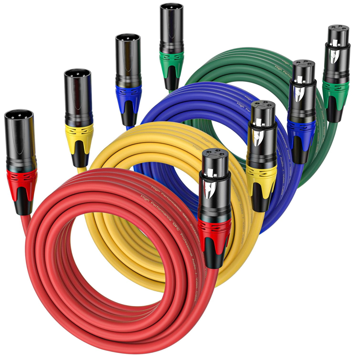 XLR Cable 25ft 4 Packs - Premium Balanced Microphone Cable with 3-Pin ...