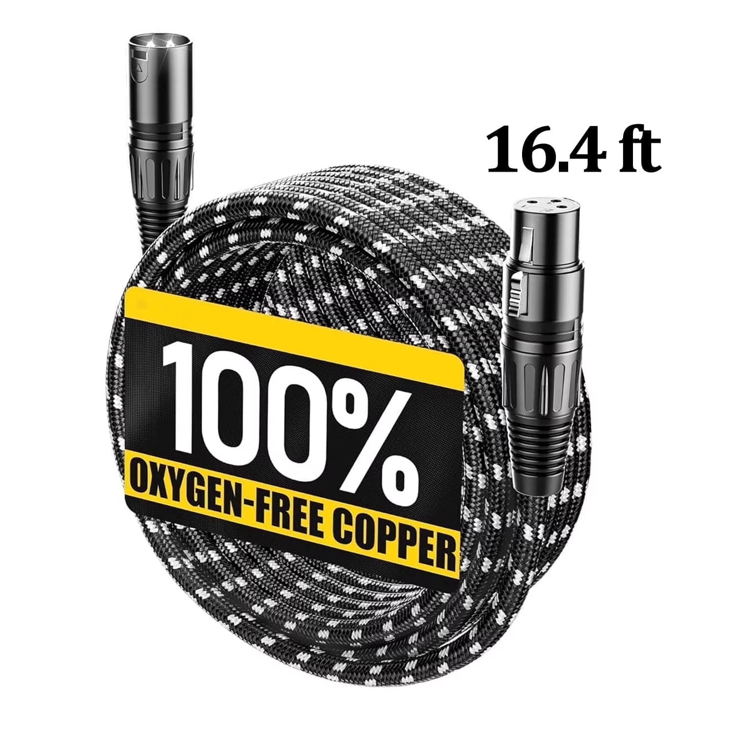 XLR Cables 16.4ft 1 Pack, Nylon Braided XLR Extension Microphone Cable ...