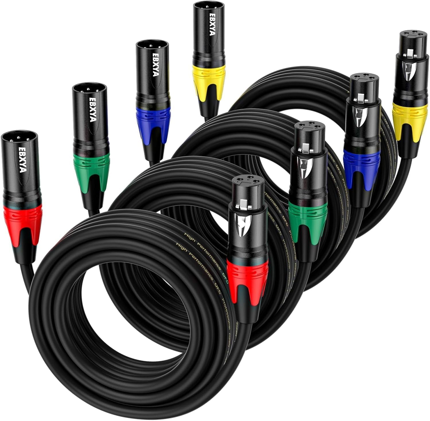 XLR Cables, 3 Feet 4-Pack XLR Male to Female Microphone Cable, 3-Pin ...