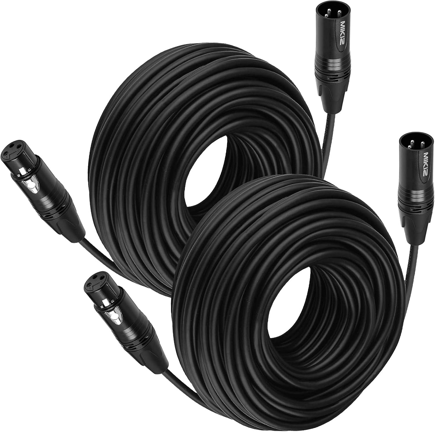 XLR Cables 50 Feet 2 Packs - Premium Balanced Microphone Mic Cord 3 Pin ...