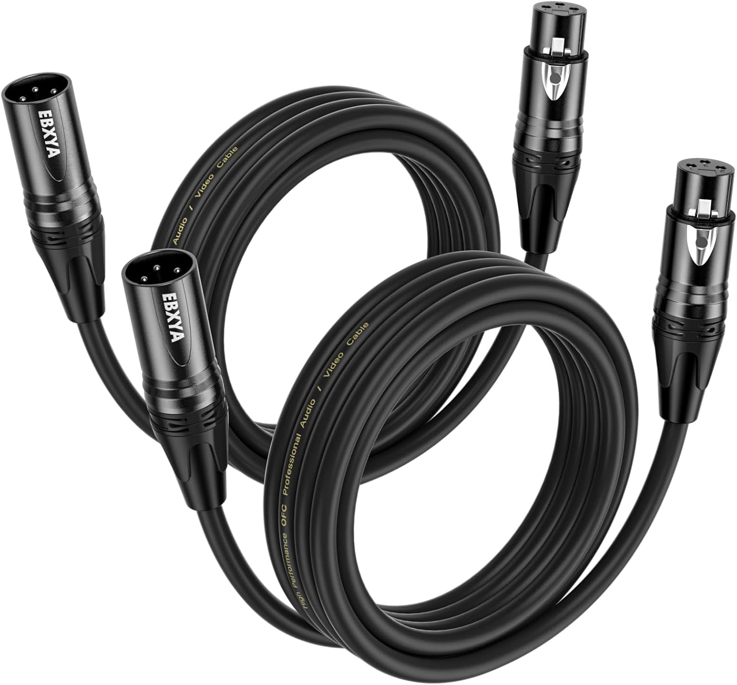 XLR Cables, 6 Feet 2-Pack XLR Male to Female Microphone Cable, 3-Pin ...