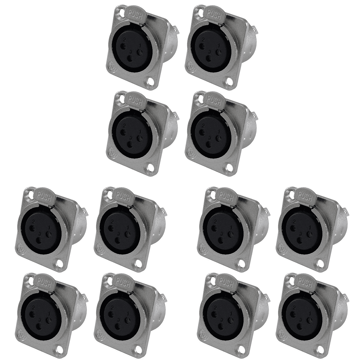 XLR Female Jack 3 Pin - Panel Mount Jacks D Series Size XLR-F - 12 PACK ...