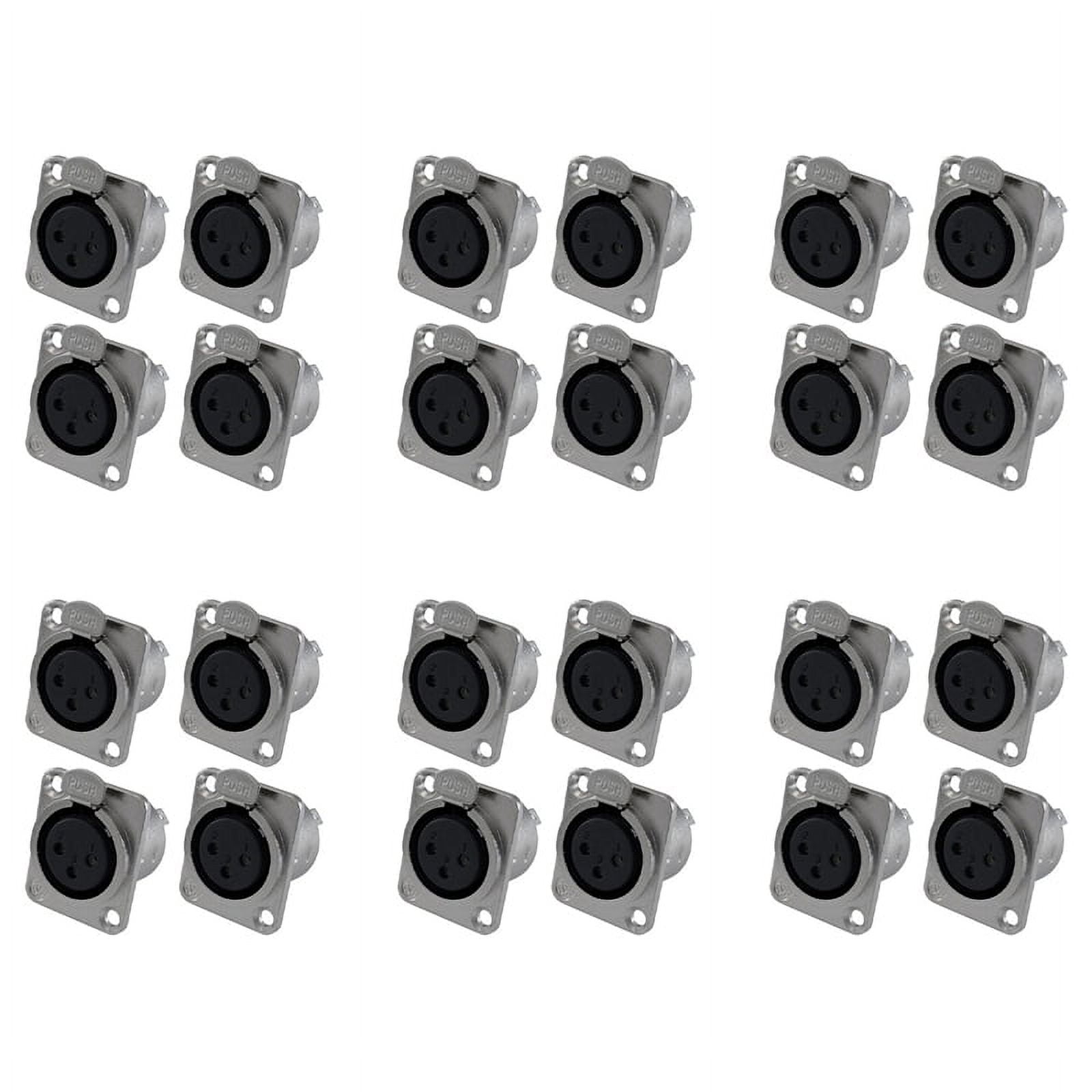 XLR Female Jack 3 Pin - Panel Mount Jacks D Series Size XLR-F - 24 PACK ...