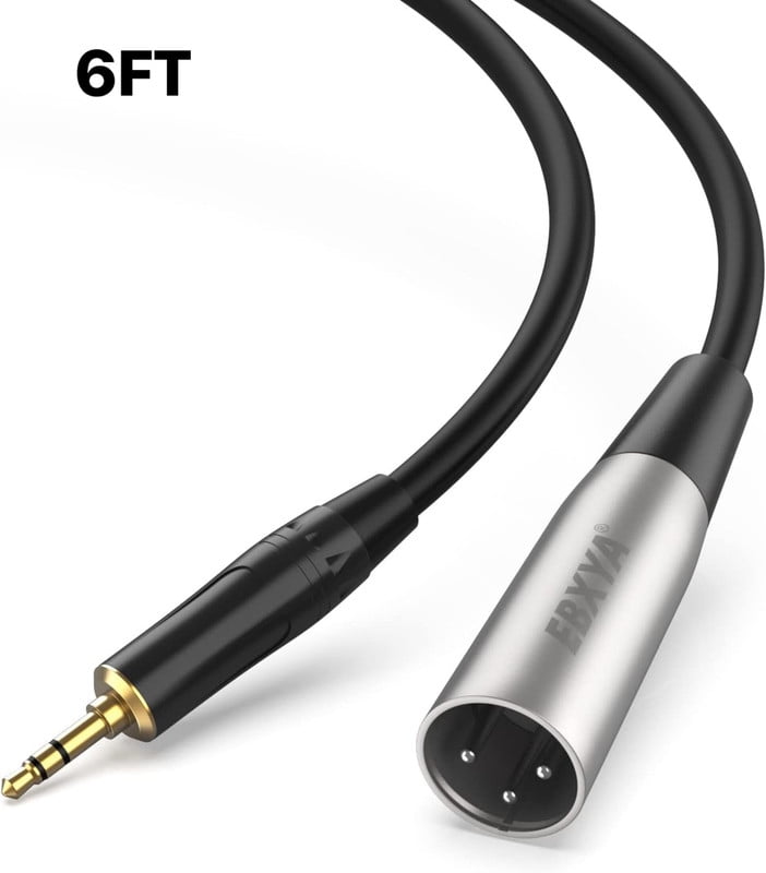 XLR Male to 3.5mm TRS Cable, in 6ft Length with Gold-Plated Connectors ...