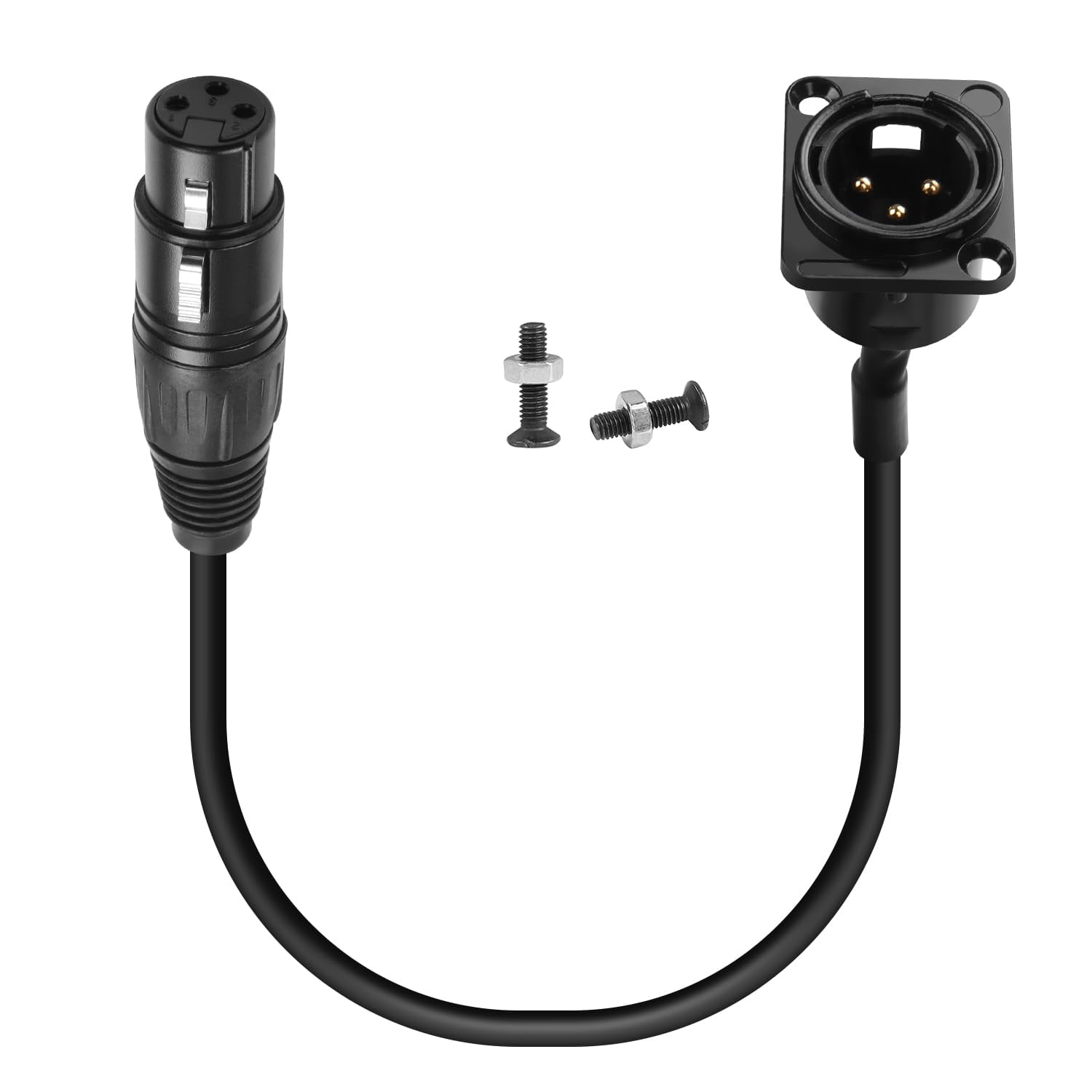 XLR Panel Mount Short Cable Connector Mic Socket Gold Plated 3Pin XLR ...