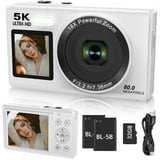 XLURC 5K Digital Camera Wifi 80MP Dual-Screen Vlogging Camera Compact ...