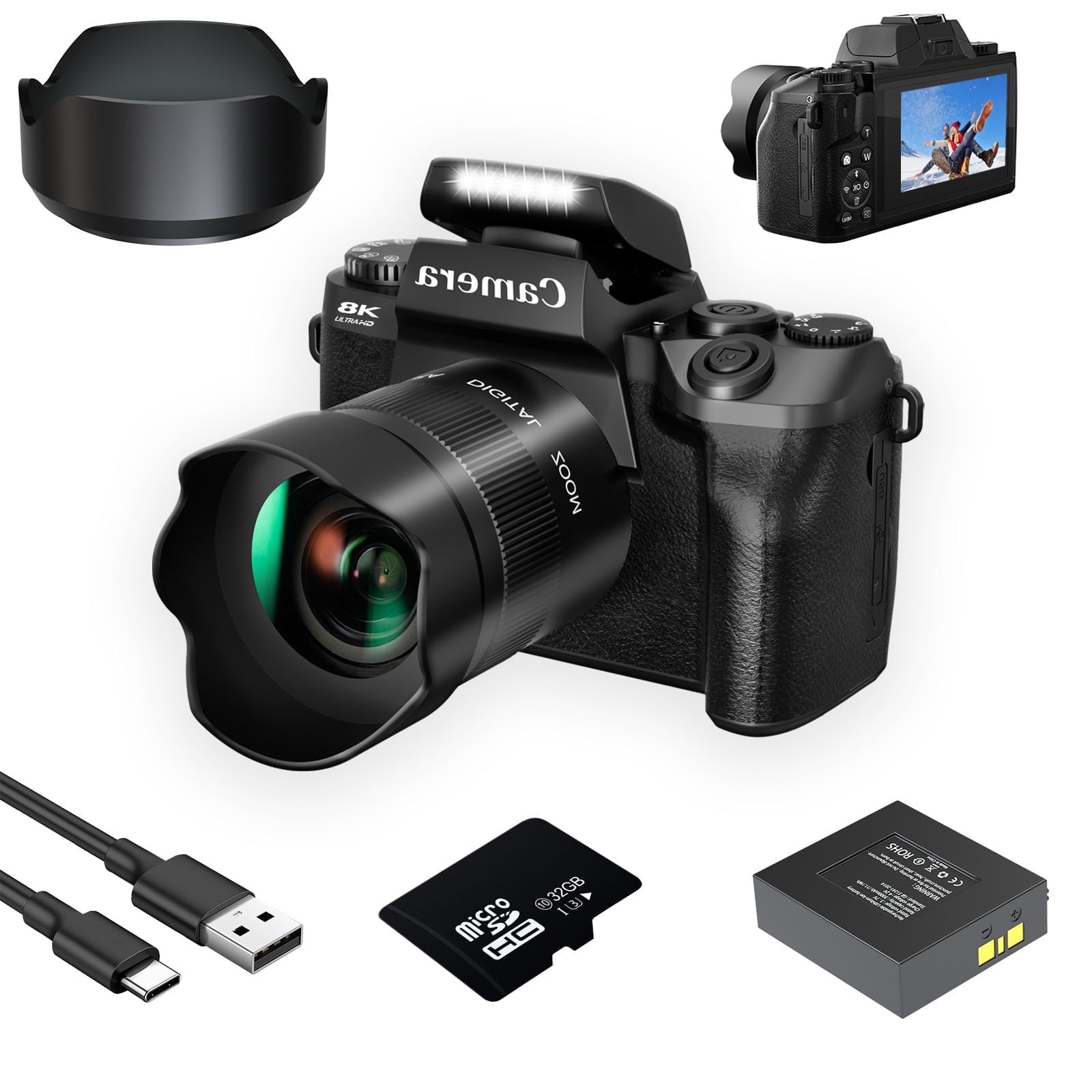 XLURC 8K Digital Vlogging Camera for Youtube 16X Digital Zoom 64MP ...