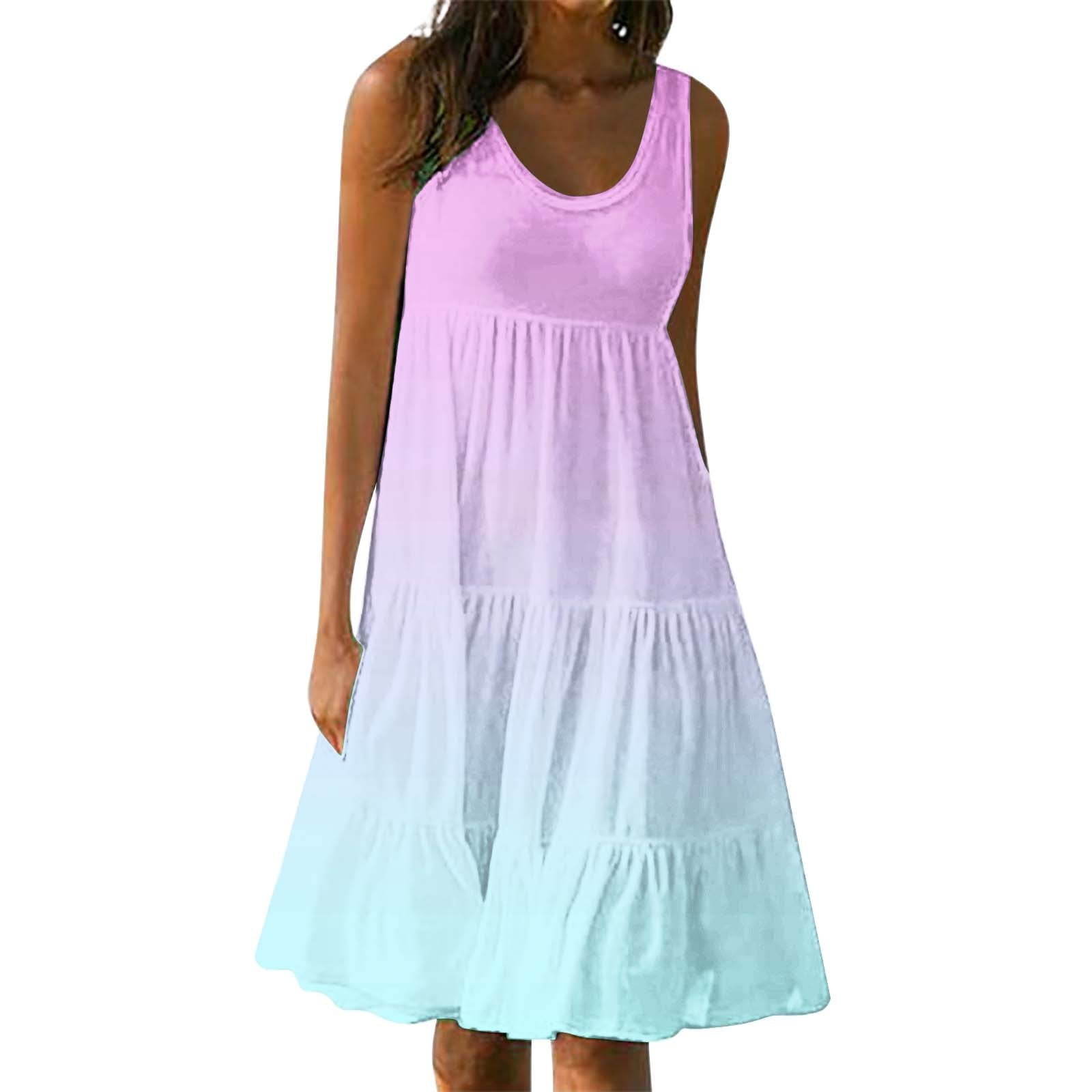 Xlzwnu Dresses For Women 2024 Casual Sundresses For Women 2024 Purple
