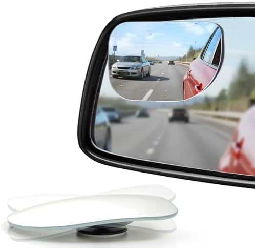 XLarge Blind Spot Mirror, Rounded Rectangle HD Glass Frameless Convex ...