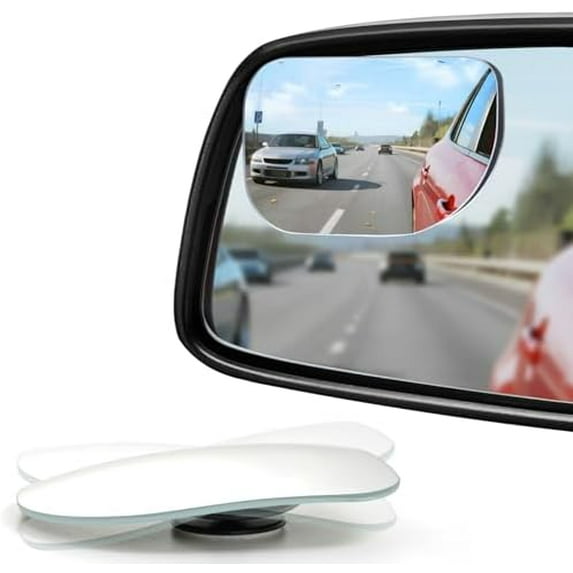 XLarge Blind Spot Mirror, Rounded Rectangle HD Glass Frameless Convex ...