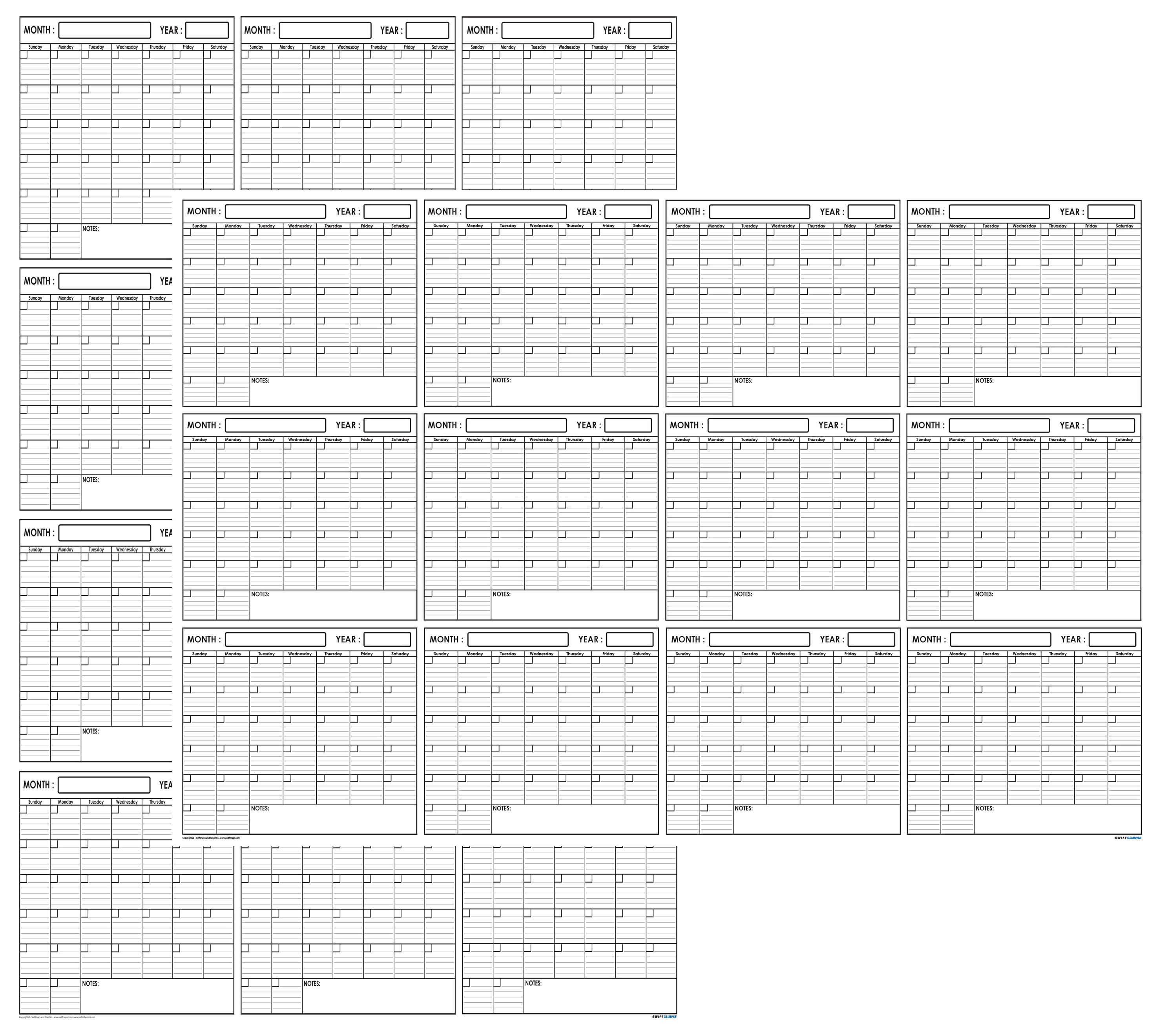 SwiftGlimpse XLarge Erasable Undated Wall Calendar Planner, Wet & Dry ...