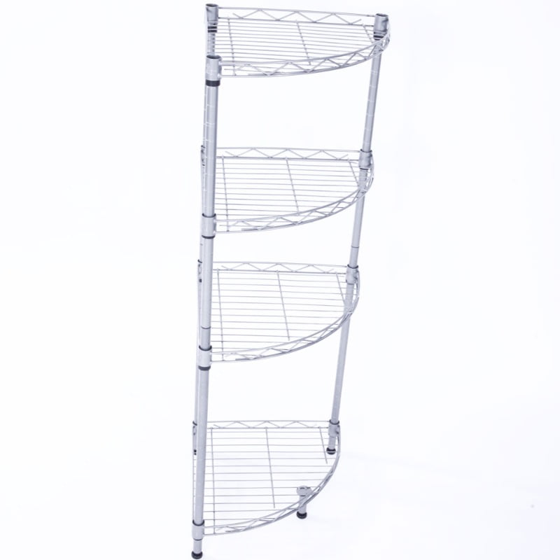 XM-243S 4-Tier Silver Gray Storage Rack – Durable Fan-Shaped Carbon ...