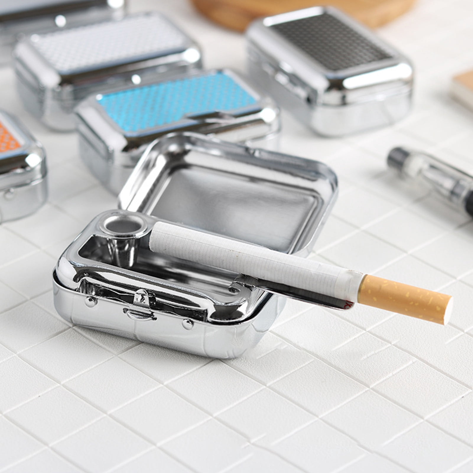 XM Culture Ashtray with Lockable Lid Portable Metal Desktop Smoking ...
