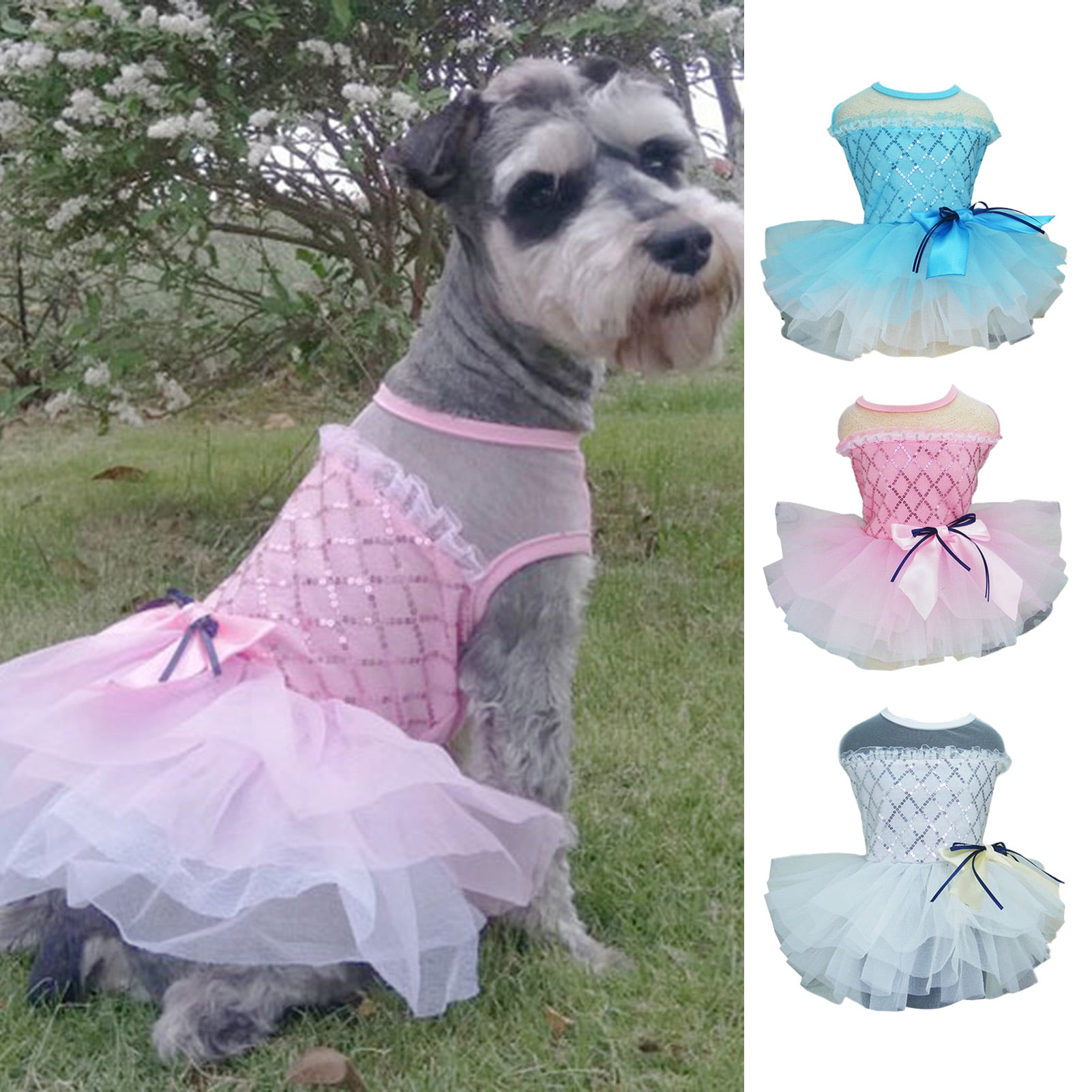 XM Culture Dog Dresses Breathable Fade-less Cozy Puppy Dot Wedding Lace ...