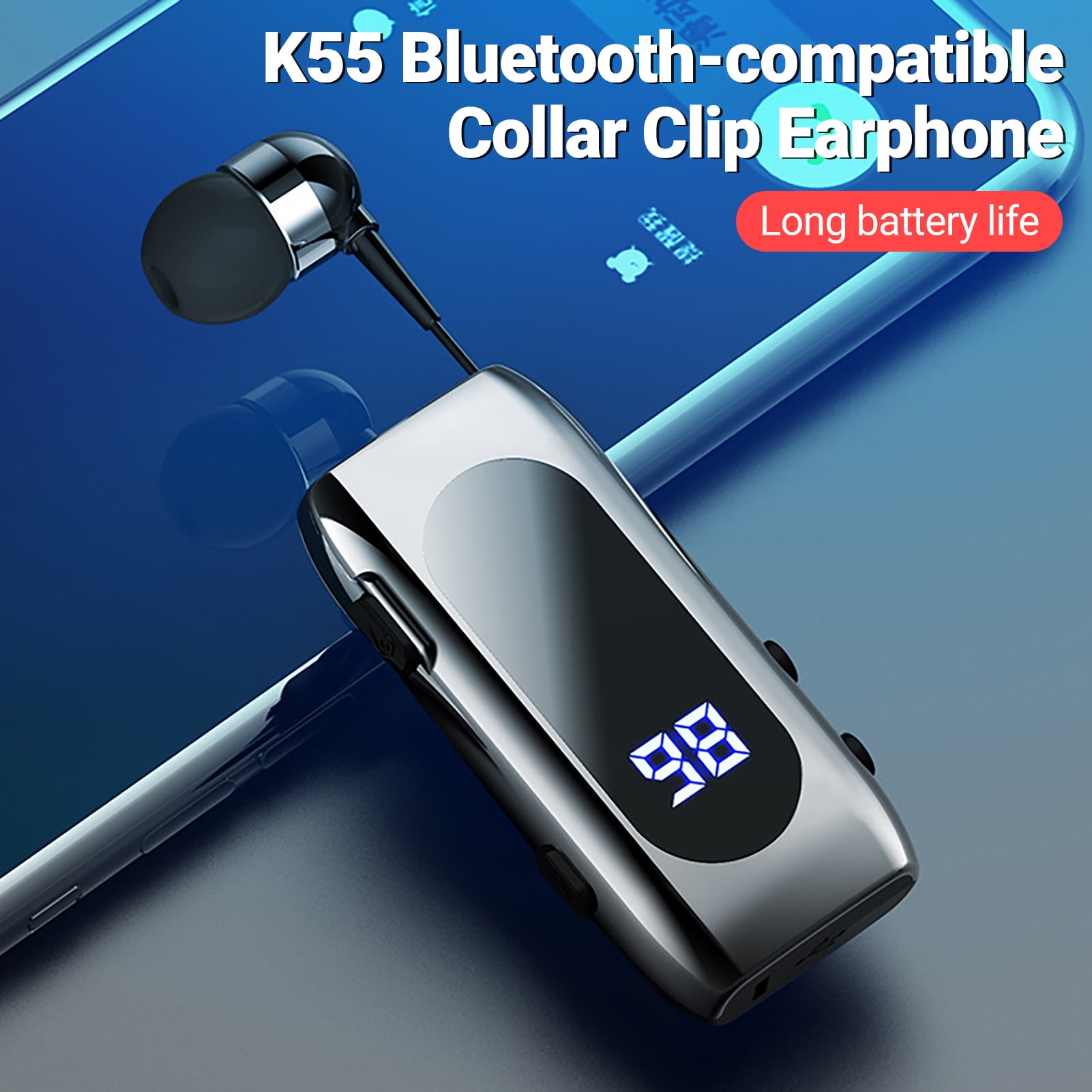 XM Culture K55 Bluetooth-compatible Earphone Collar Clip Call Vibration Reminder Telescopic ...