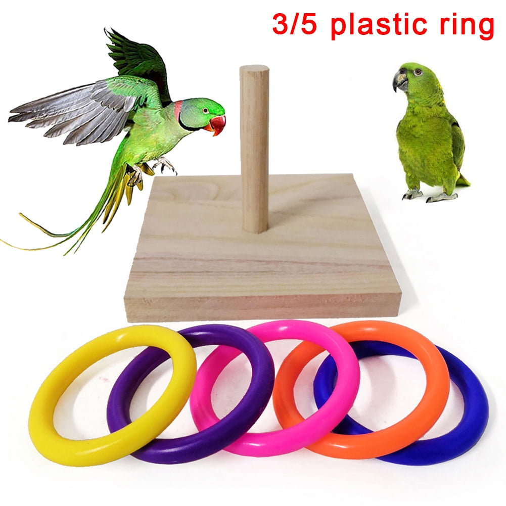 XM Culture Pet Bird Parrot Wooden Board Plastic Ring Training Loop ...