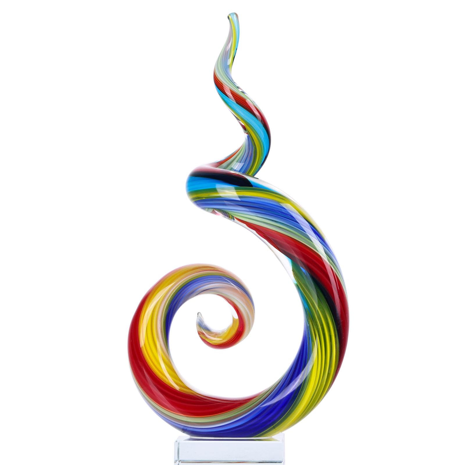 XMGZQ 13.7" Colour Hand-Blown Art Glass Sculpture,Abstract Rainbow ...