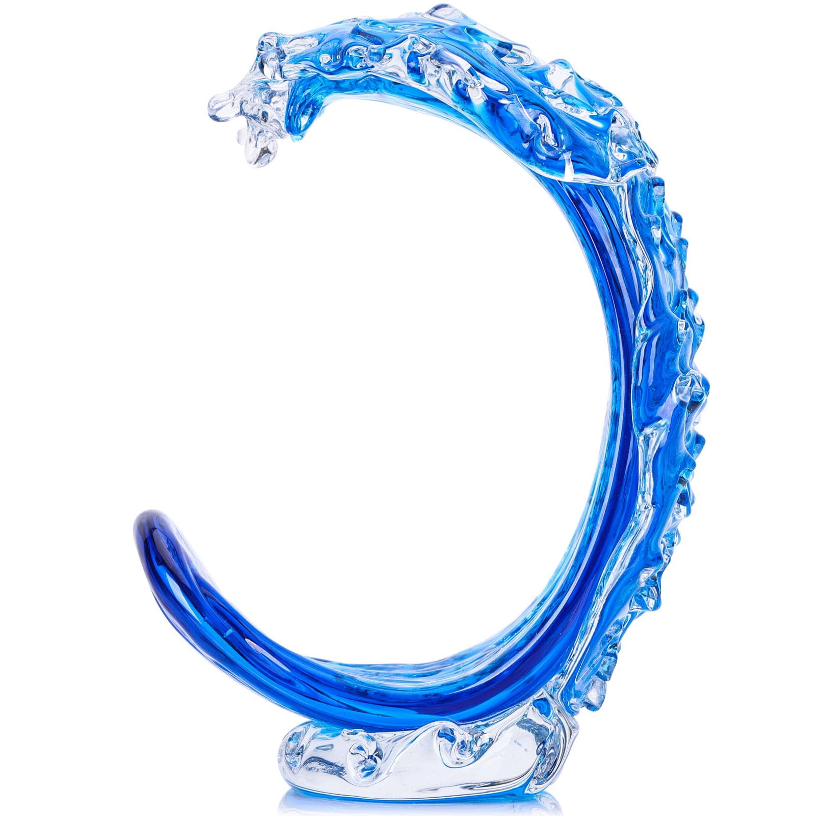 Xmgzq Blue Glass Wave Sculptureblue Art Glass Sculptureblown Glass Waves Decorocean Wave