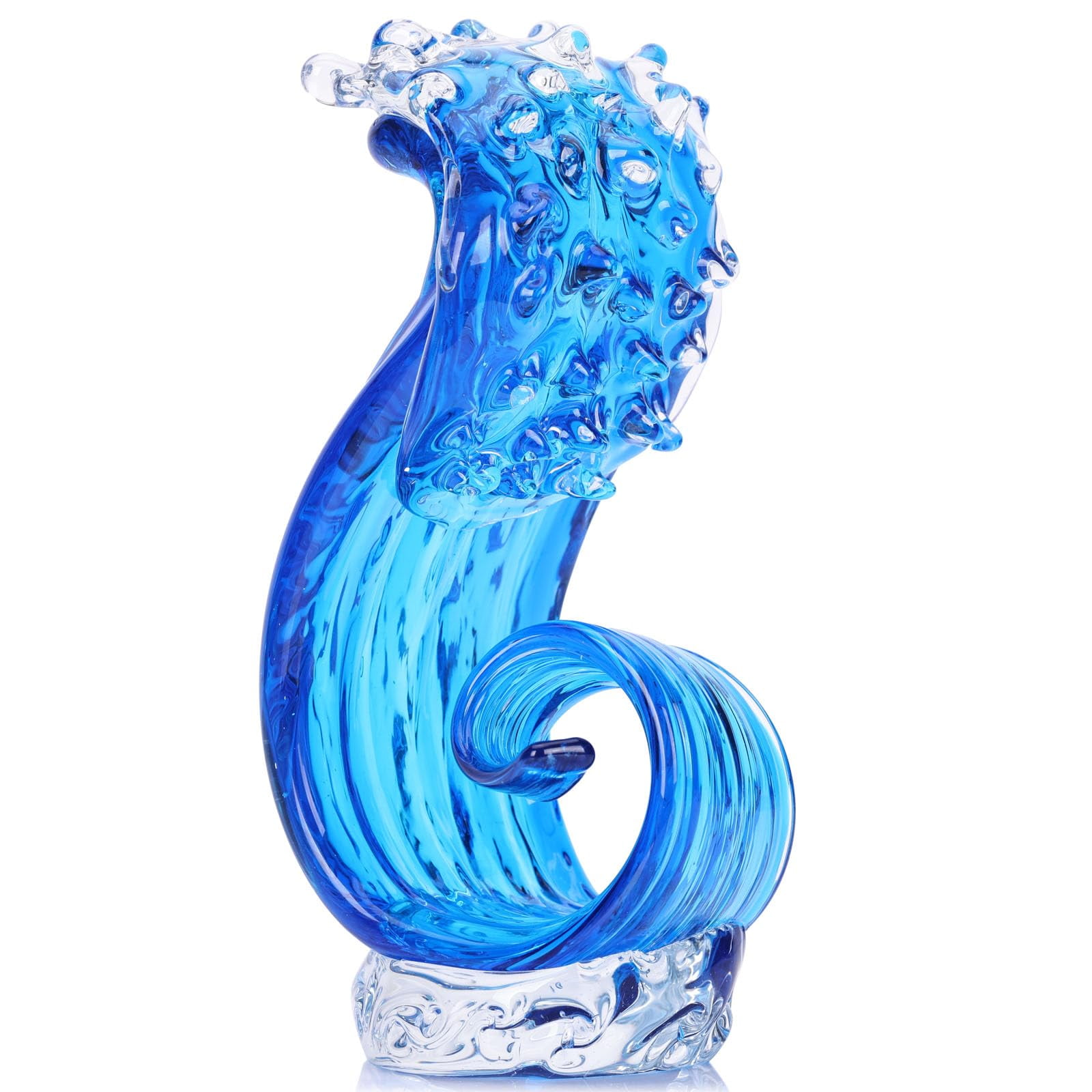 Xmgzq Blue Glass Wave Sculptureblue Art Glass Sculptureblown Glass Waves Decorocean Wave
