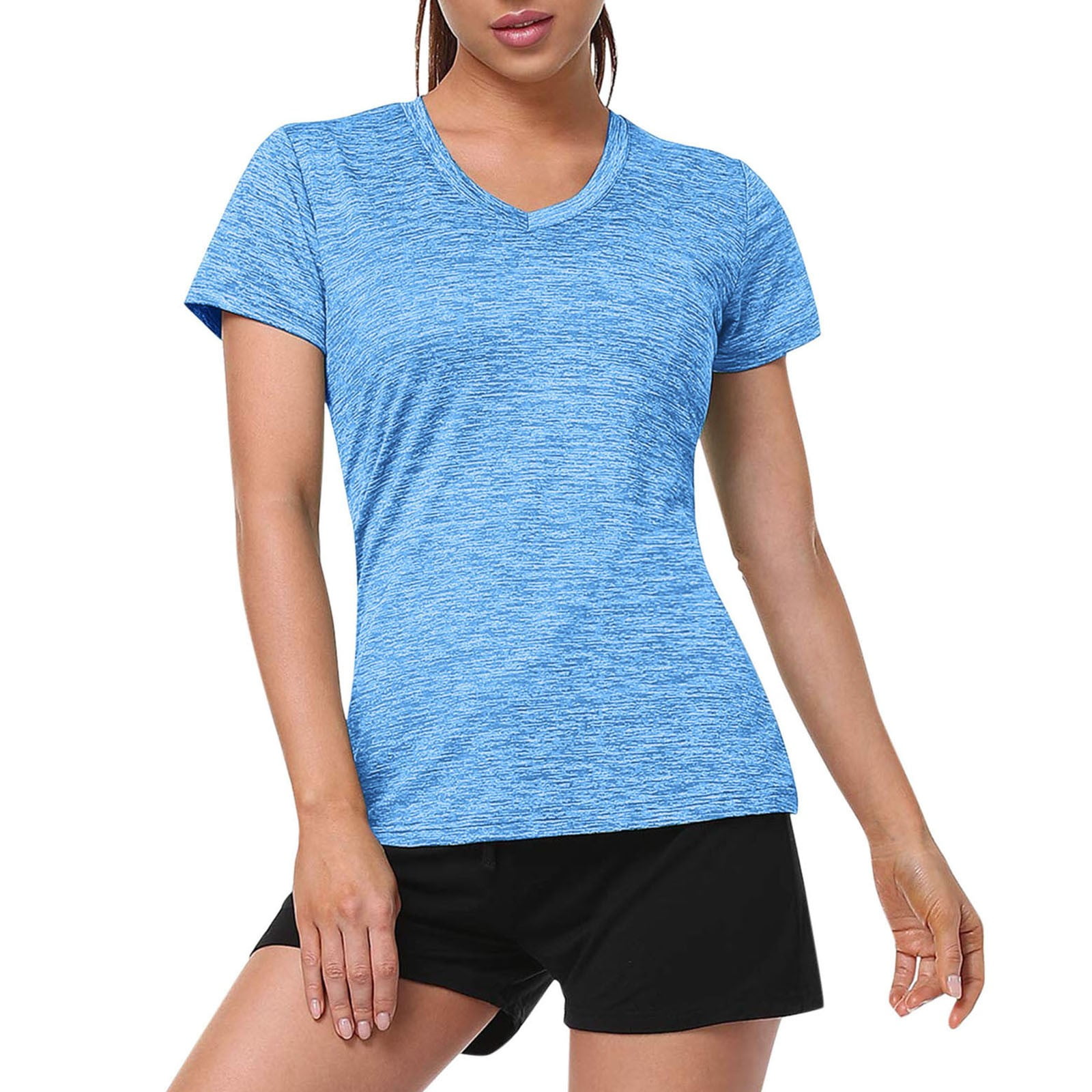 XMHJSMD Womens Tops Women V Neck Short Sleeve Moisture Wicking Athletic ...