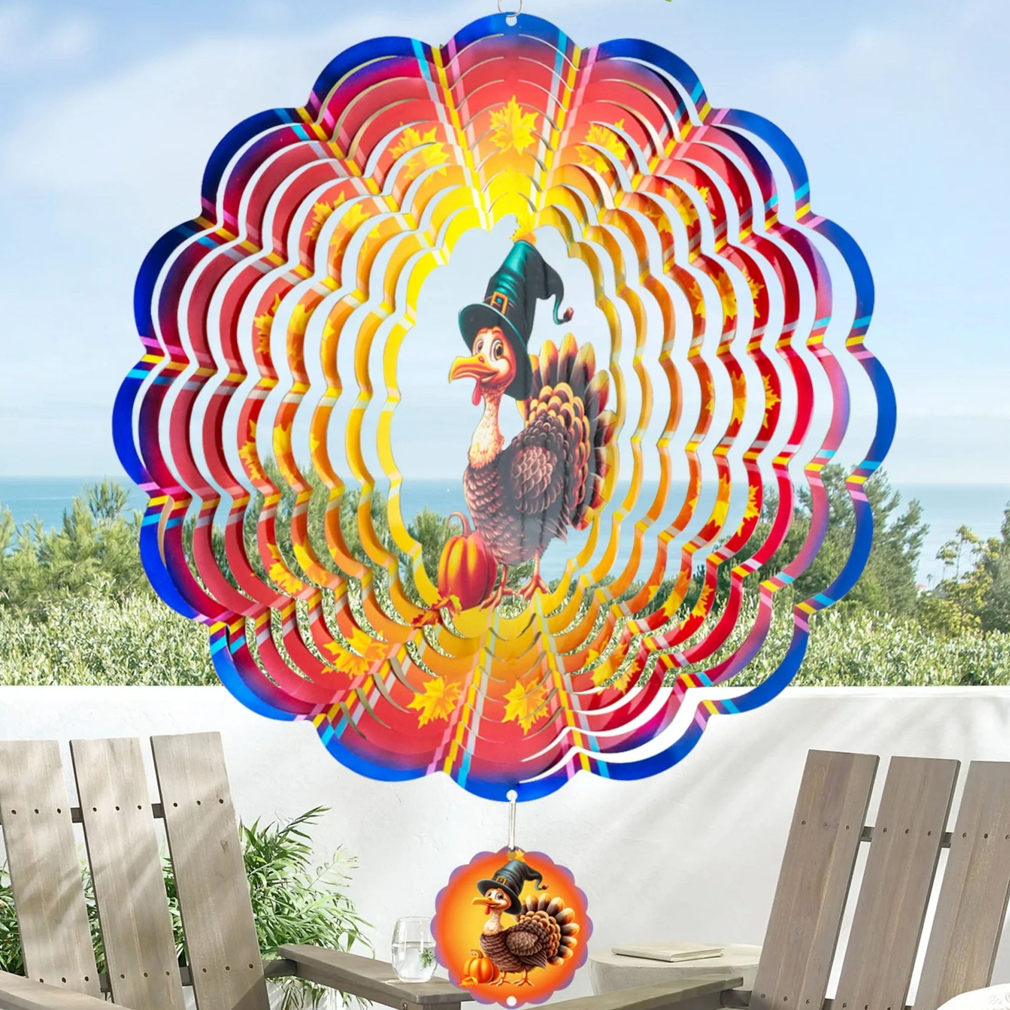 XMHOOK Wind Spinner Mandala Turkey, 12'' Hanging Wind Spinners, 3D ...