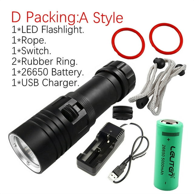 XML-L2 LED Sea Diving Submarine Yellow Light Waterproof Flashlight ...