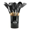 XMMSWDLA 12Pcs Silicone Cooking Kitchen Utensils Set with Holder,Wooden ...