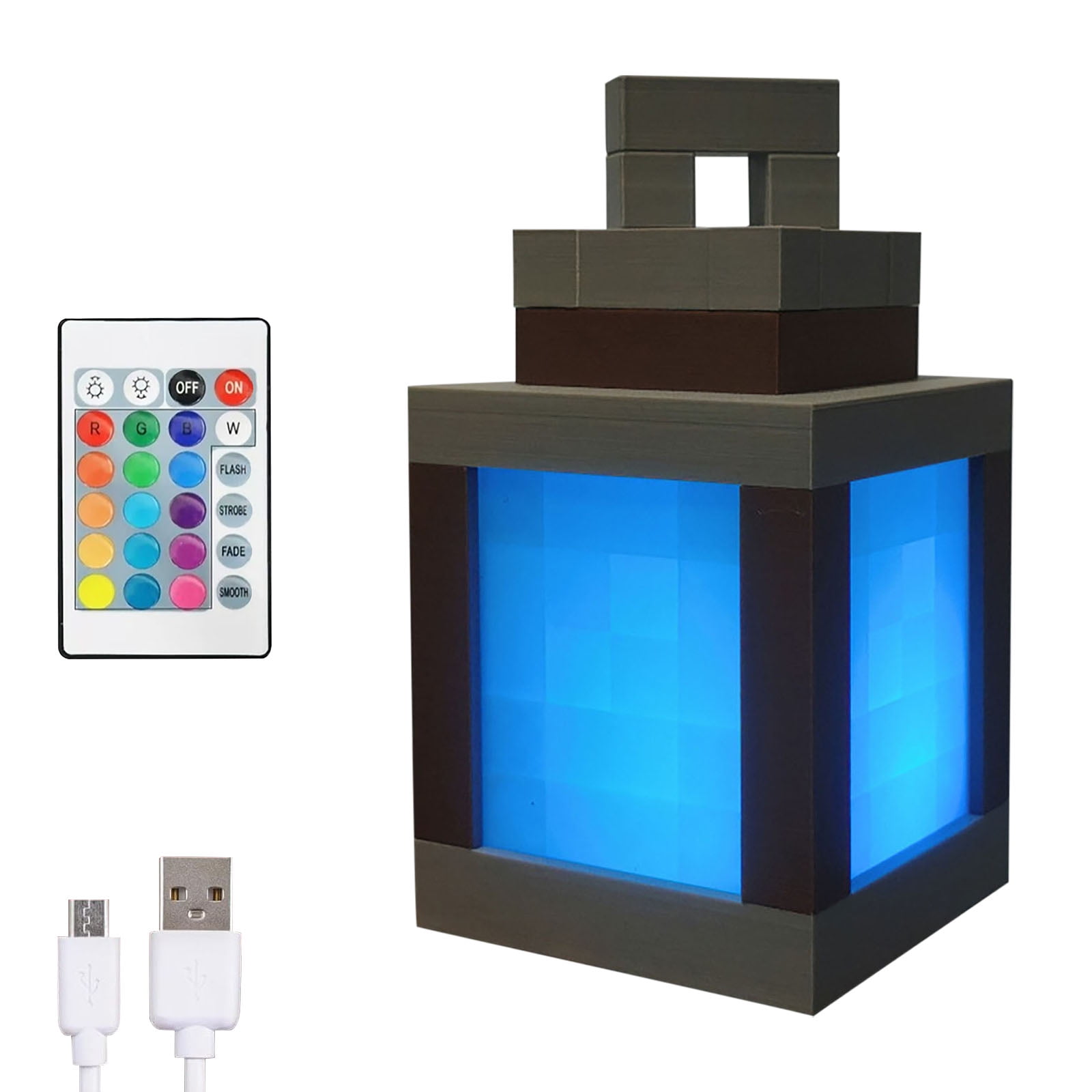 XMMSWDLA 16-Color Pixelated Lantern Night Light - Rechargeable LED Mood ...