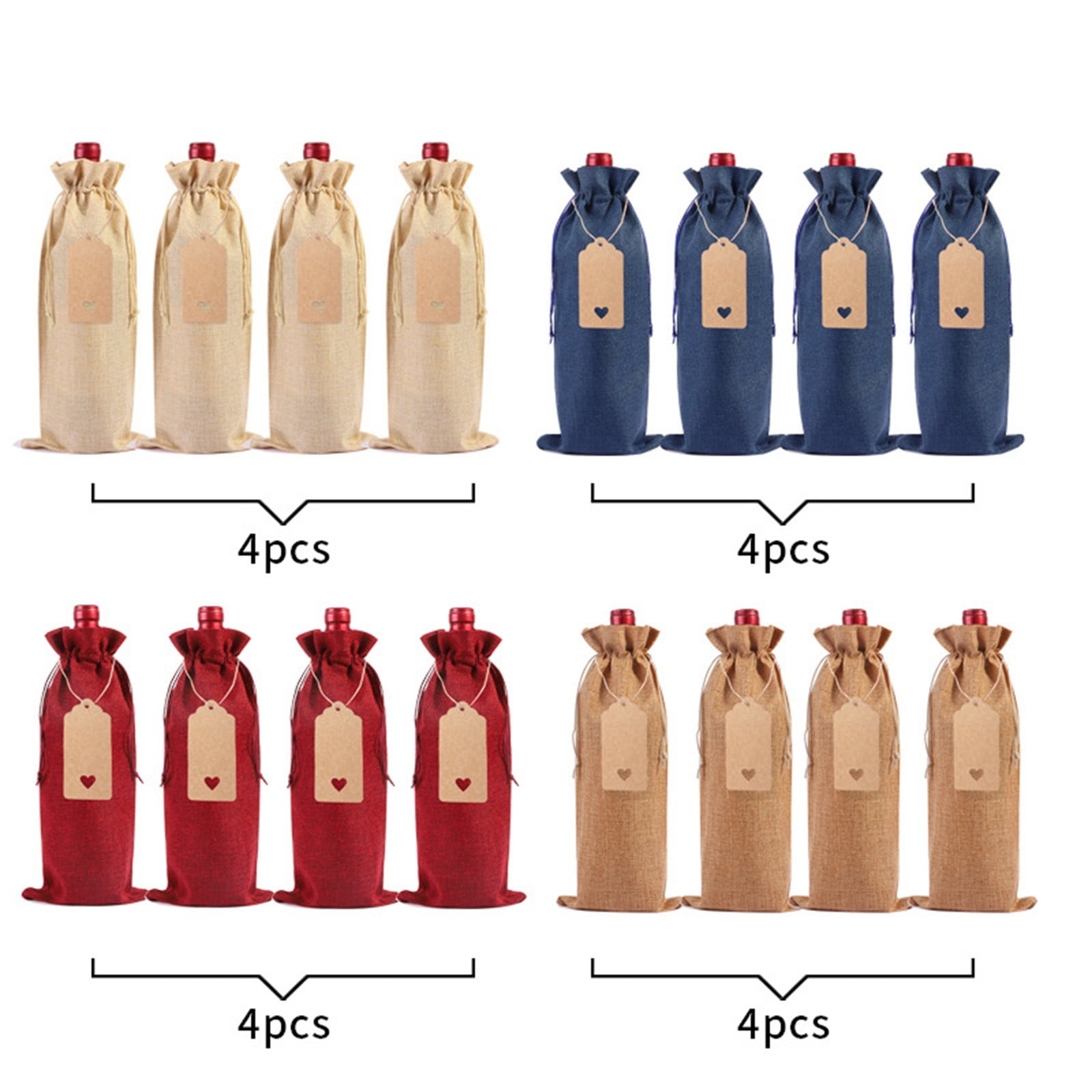 XMMSWDLA 16 Pcs Burlap Wine Bags Wine Gift Bags Reusable Wine Bottle ...