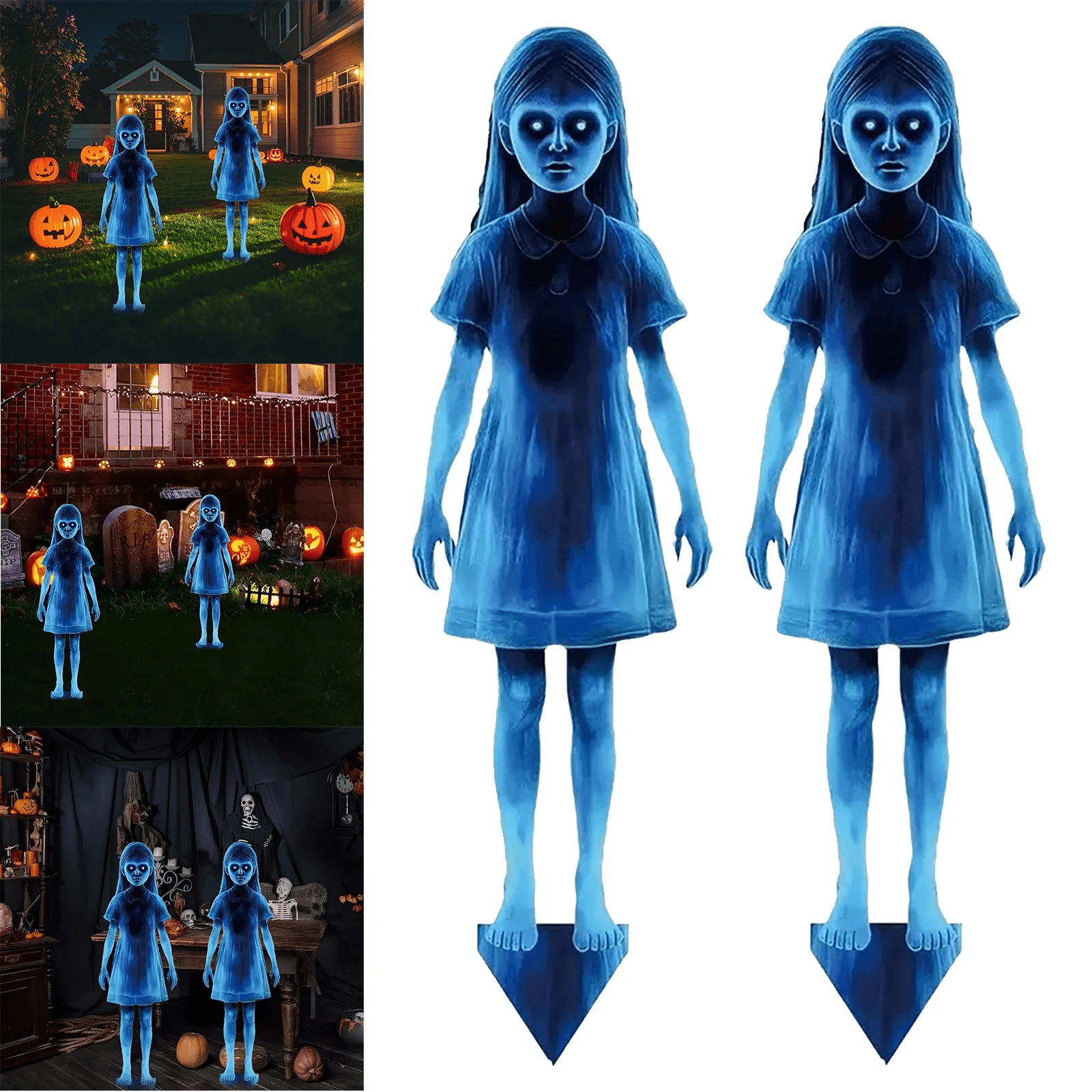 ‌XMMSWDLA 2025 Halloween Ghost Statue Pair - Halloween Outdoor Decor ...