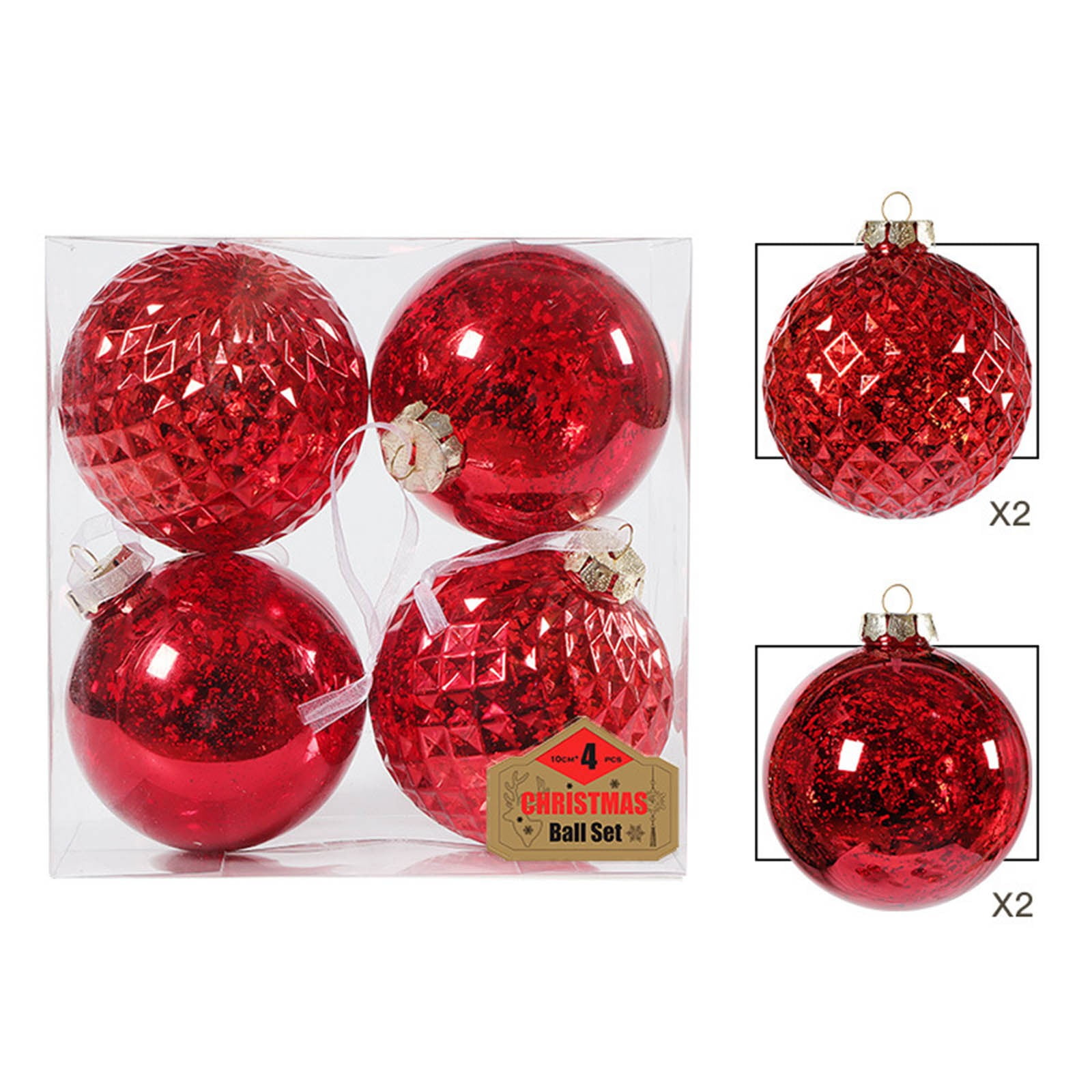 XMMSWDLA 3.9" Christmas Ball Ornaments 4pcs Christmas Tree Decorations ...