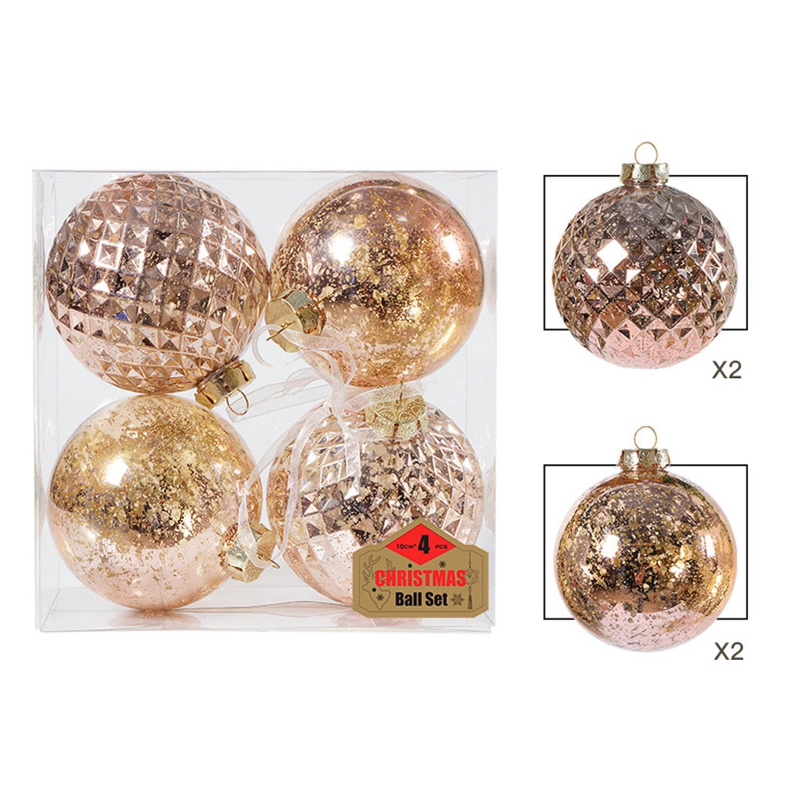 XMMSWDLA 3.9" Christmas Ball Ornaments 4pcs Christmas Tree Decorations ...