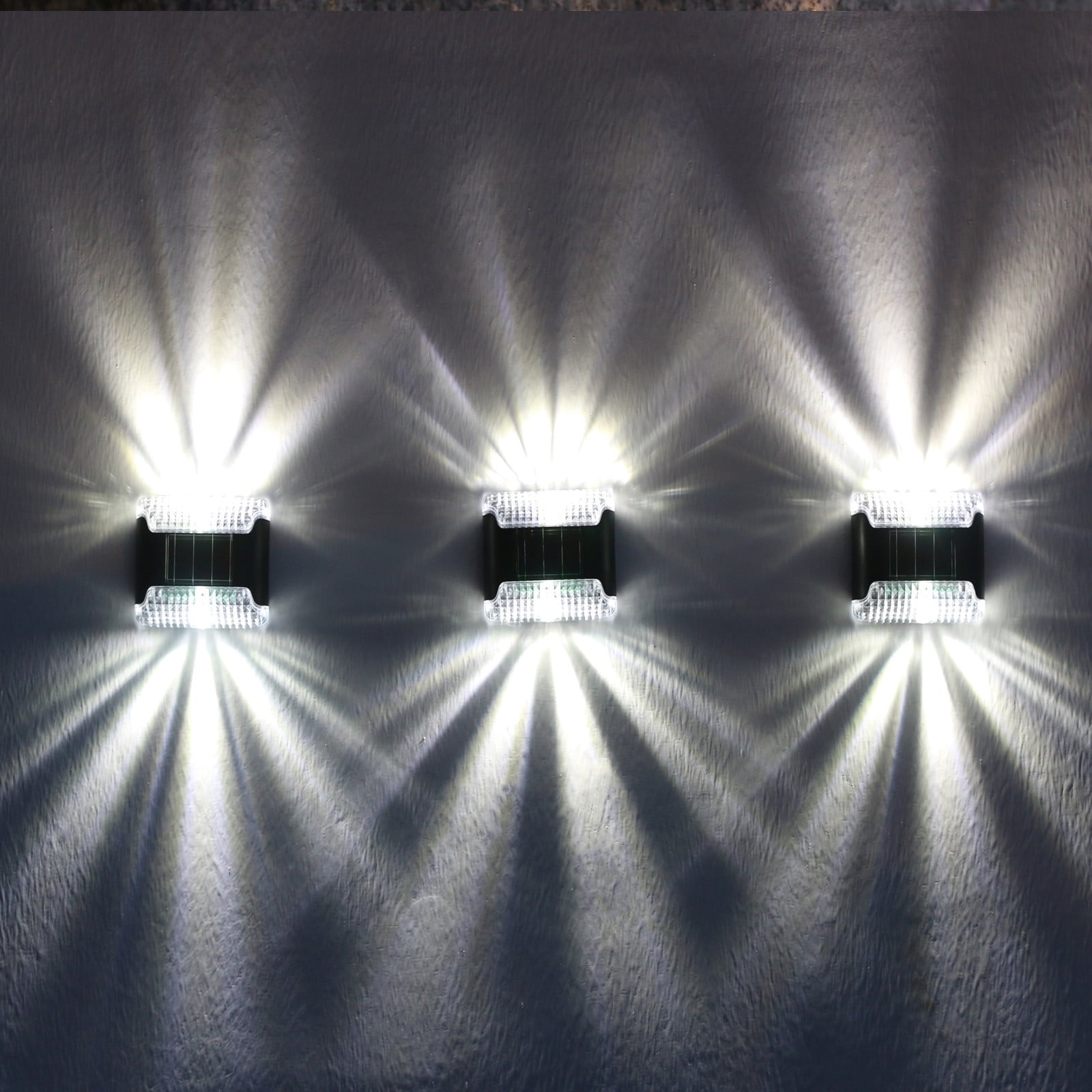 XMMSWDLA 4PC Led Solar Fence Lights Outdoor Solar Powered Wall Lamp Up ...