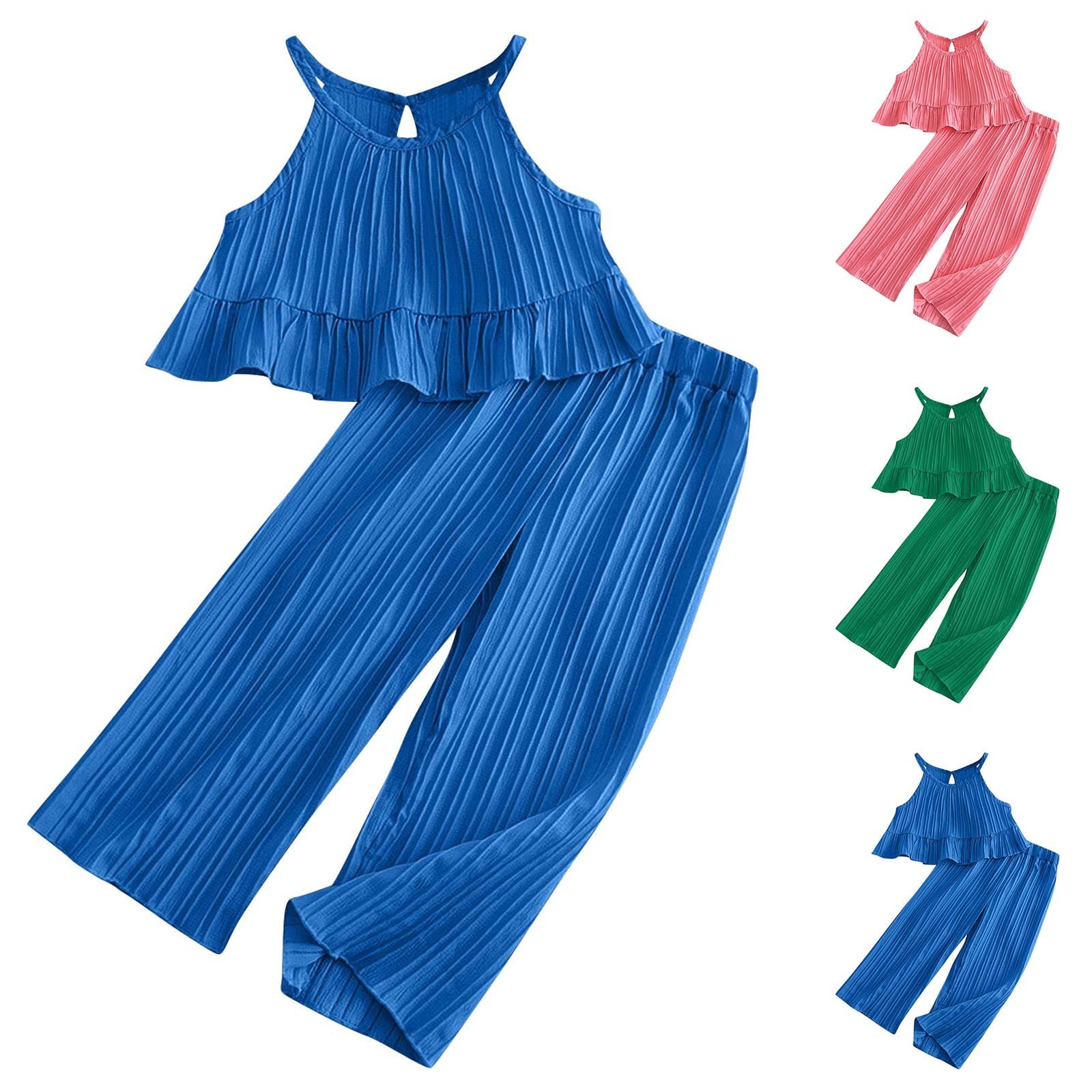 XMMSWDLA Affordable Kids Clothing Bundle Girl's 2 Piece Outfits Halter ...